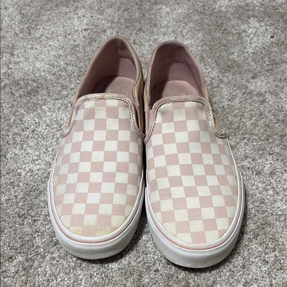 Vans | Shoes | Vans Pink Checkered Slipon Sneakers | Poshmark